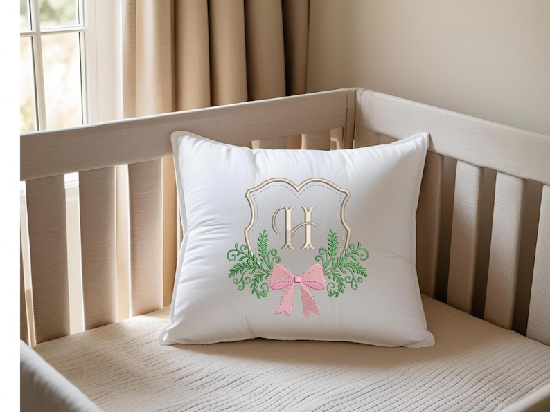 Bow Monogram Frame Embroidery Design: Wreath With Ribbon (4 Sizes) - Etsy