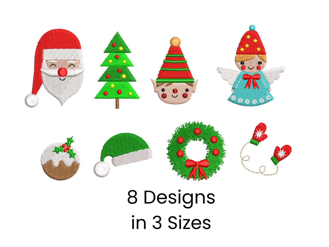 Mini Christmas Embroidery Design Set – Festive Holiday Motifs (digital ...
