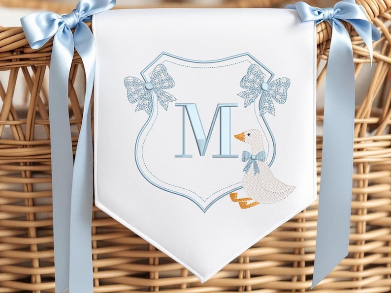 Goose Monogram Crest Embroidery Design – Baby Shower, Nursery Decor ...