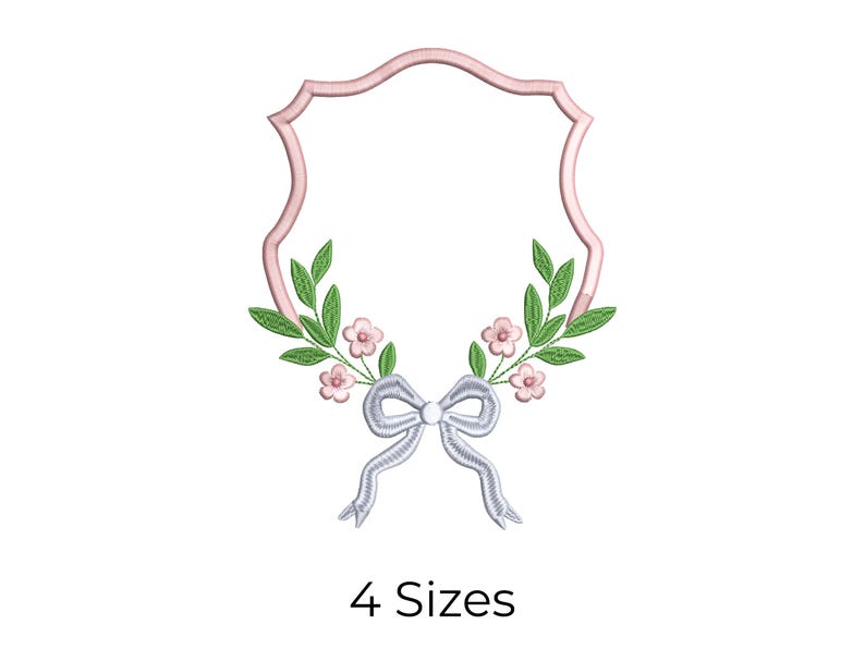 Bow Monogram Frame Embroidery Design – Floral Wreath With Ribbon – 4 ...