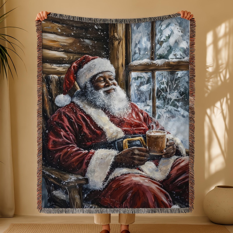 Throw With Black Santa - Etsy