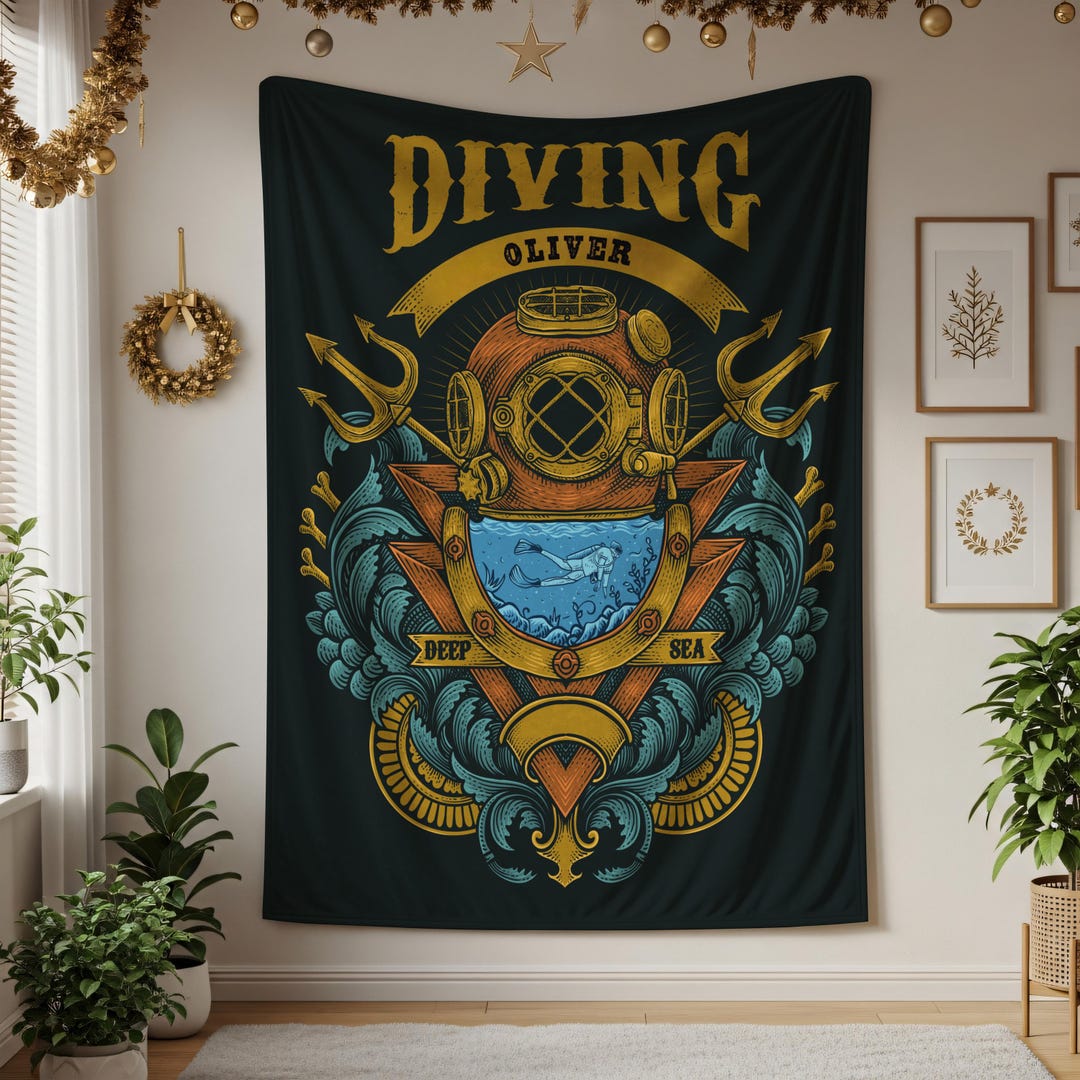 Personalized Scuba Diving Blanket, Custom Diver Gift, Fleece Sherpa ...