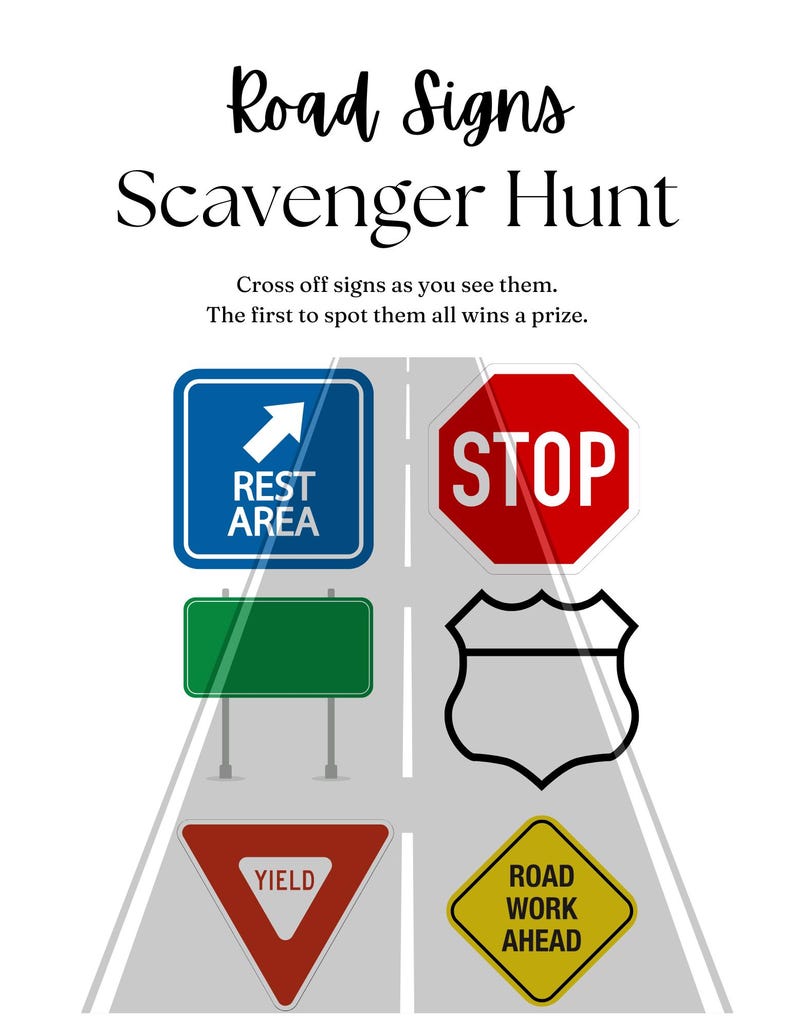 Road Signs Scavenger Hunt - Etsy