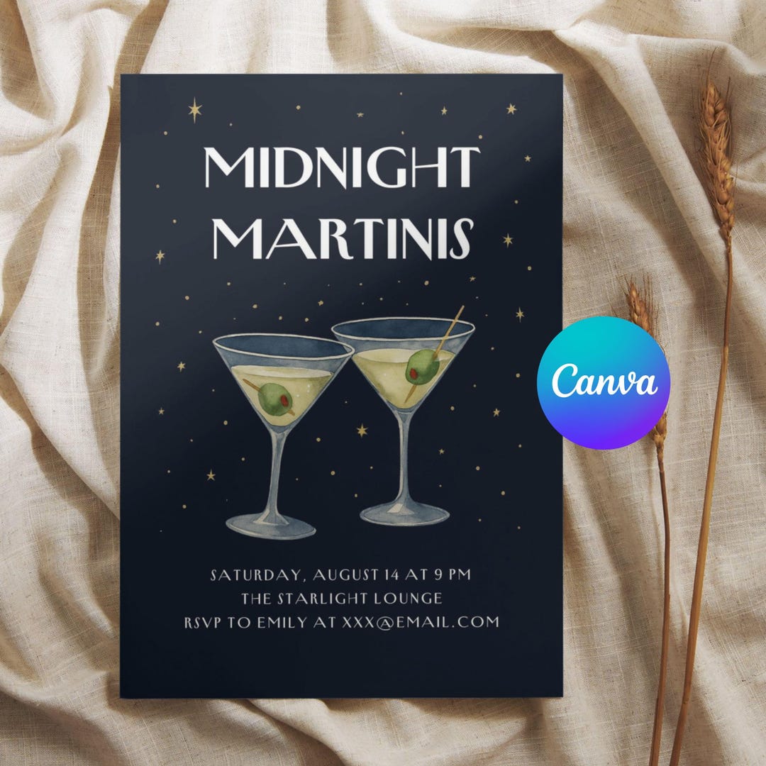 Editable Martini Party Invitation, Espresso Martini Birthday Invitation ...