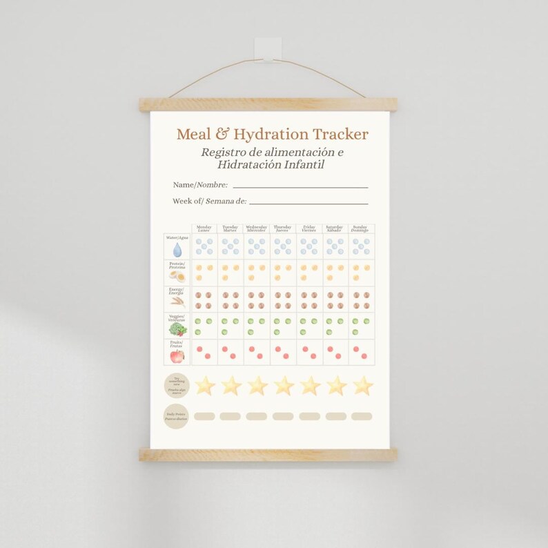 Kids Meal Tracker Printable | Bilingual Food Log Chart | Montessori ...