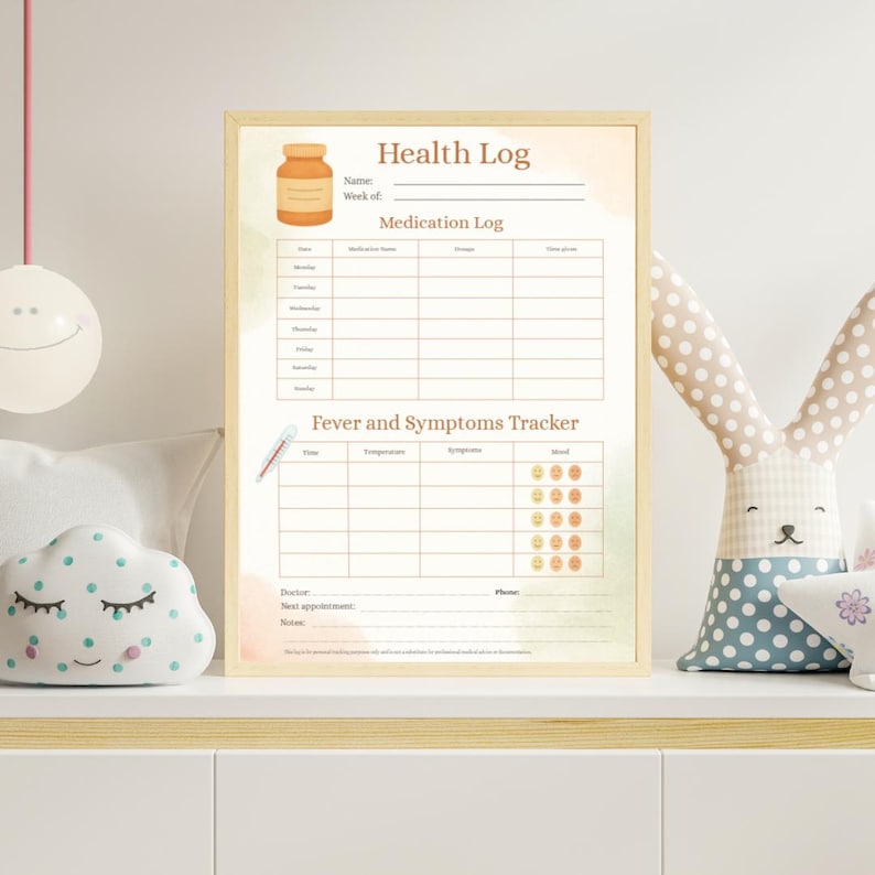 Medication Tracker Printable for Kids | Daily Medicine Log Chart ...
