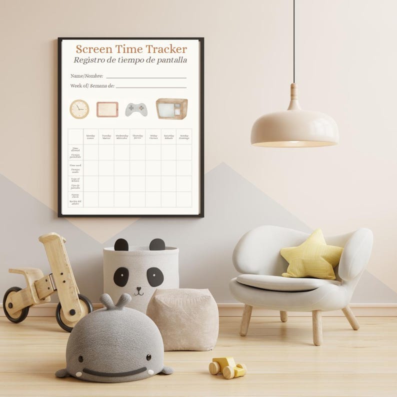 Screen Time Tracker Printable for Kids | Montessori Visual Schedule ...