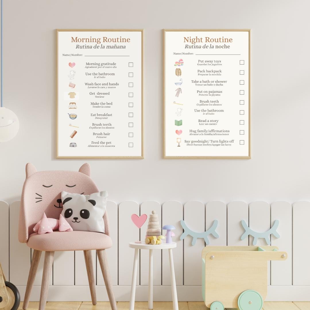 Morning & Night Routine Chart Printable | Montessori Kids Daily ...