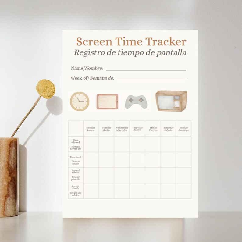 Screen Time Tracker Printable for Kids | Montessori Visual Schedule ...