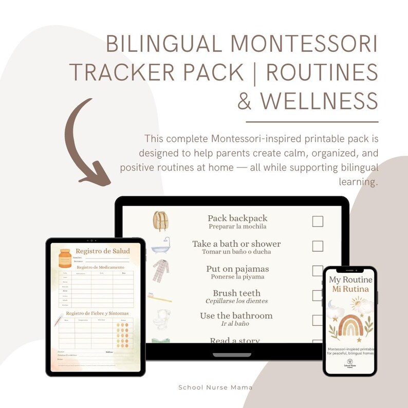 Montessori Daily Routine Chart Printable: Bilingual Kids Schedule ...