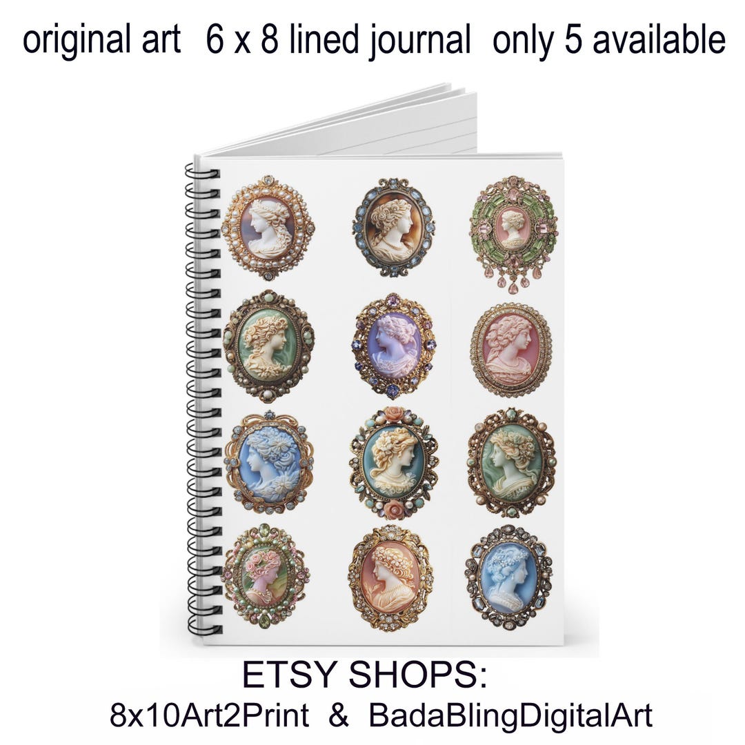 Victorian Cameo Collection Spiral Notebook Original Art 6 X 8 Lined ...