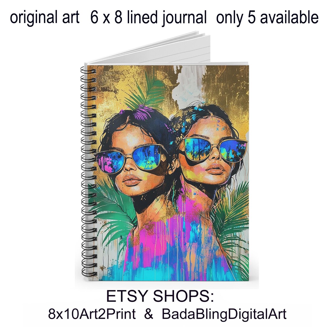 6 X 8 Spiral Notebook Original Art Lined Journals Latinas Artwork ...