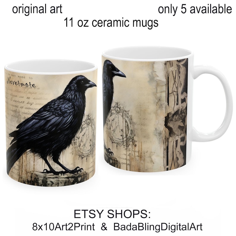 Edgar Allan Poe the Raven Mug 11 Ounce Mugs Original Art Ceramic Mugs ...