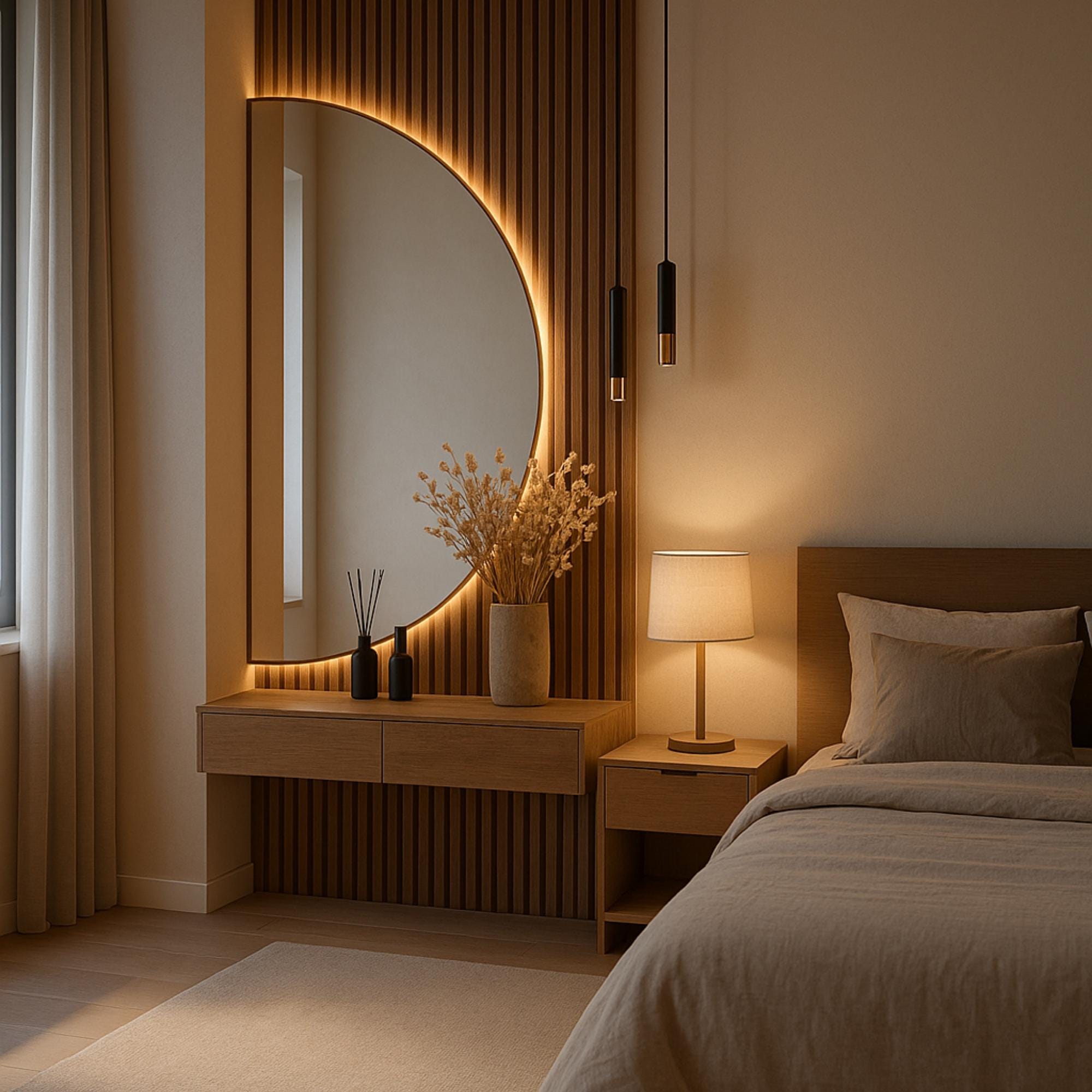 Half Round LED Wall Mirror for Entryway or Hallway, Half Moon Full ...