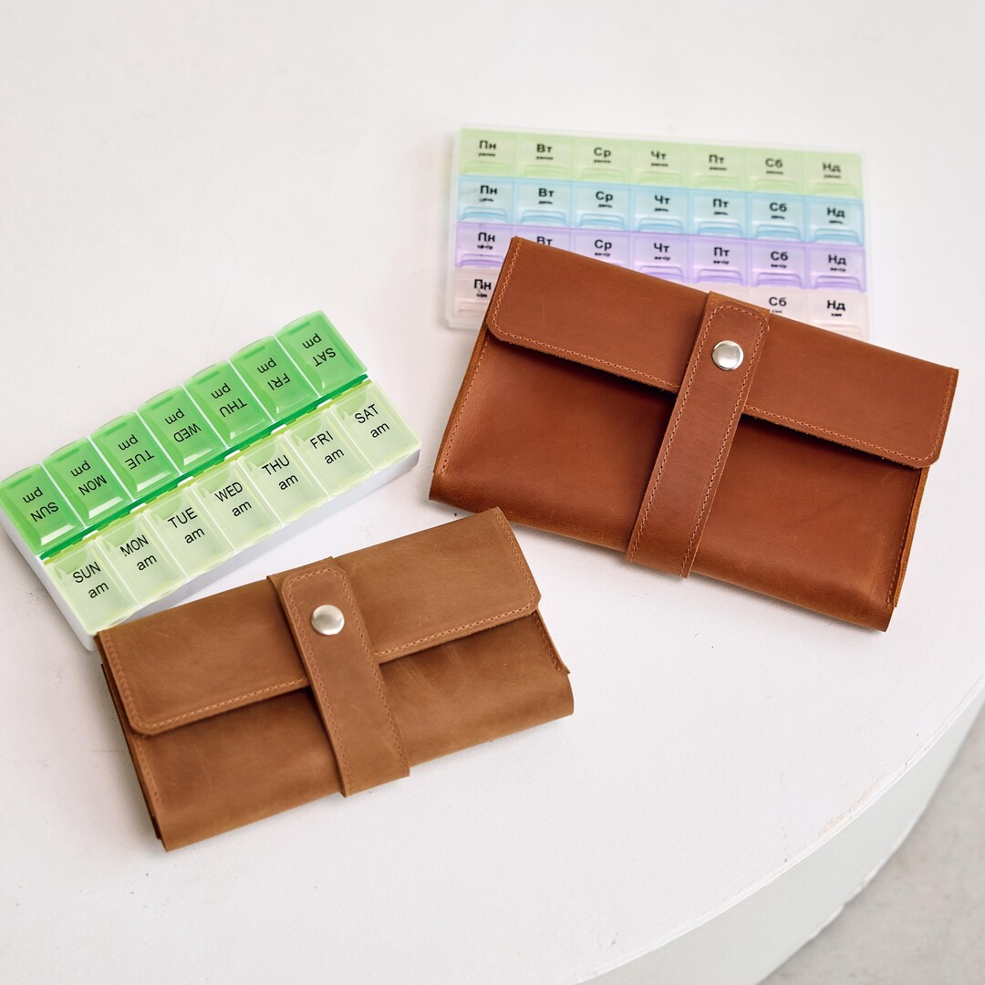 Custom Leather Pill Box Case, Personalized Pill Case, Pill Box Storage ...