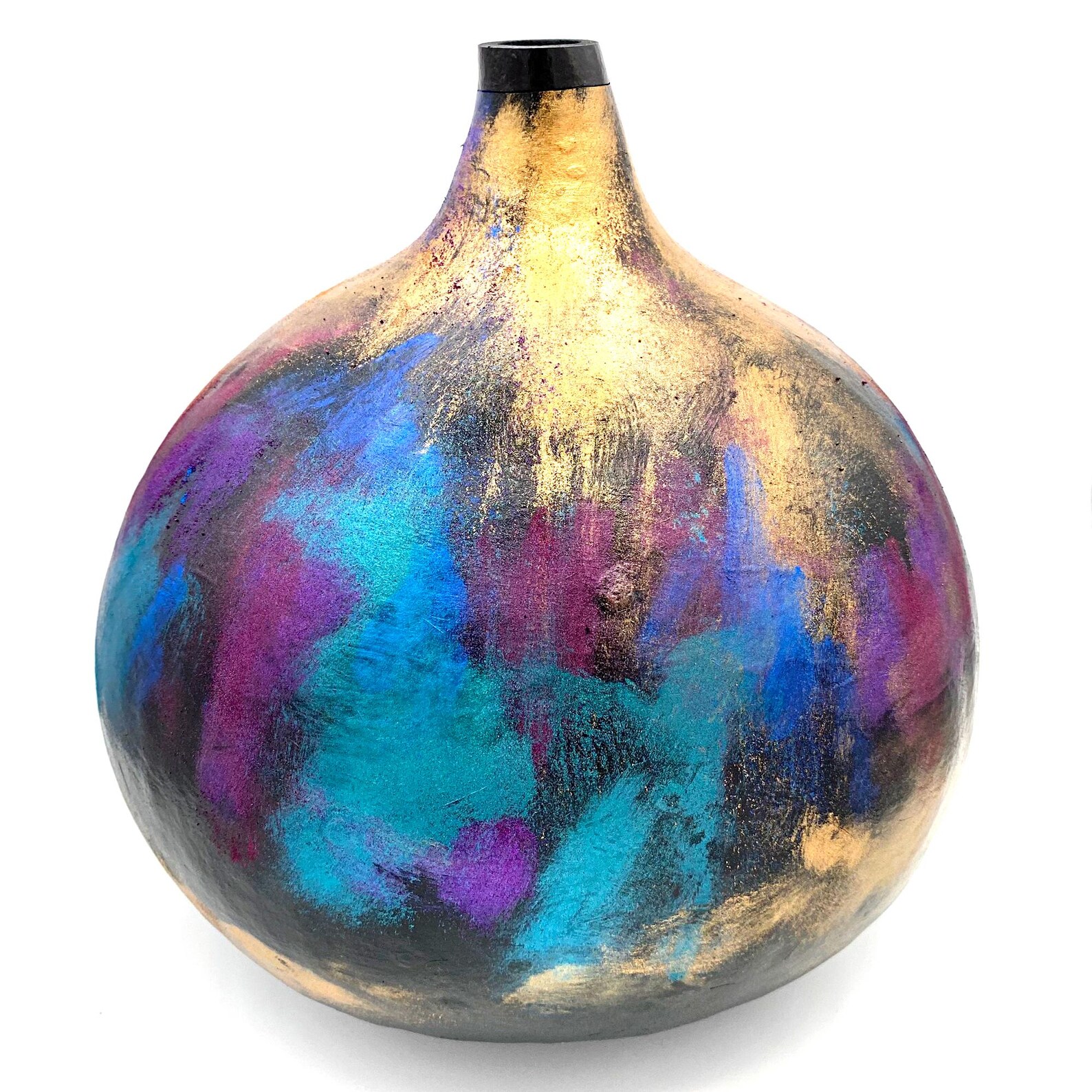 Gourd Vessel With Faux Raku Motif - Etsy