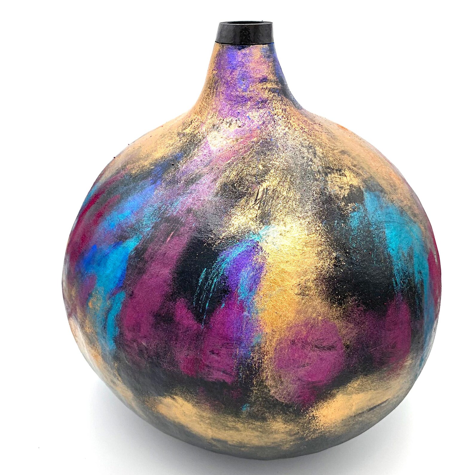 Gourd Vessel With Faux Raku Motif - Etsy