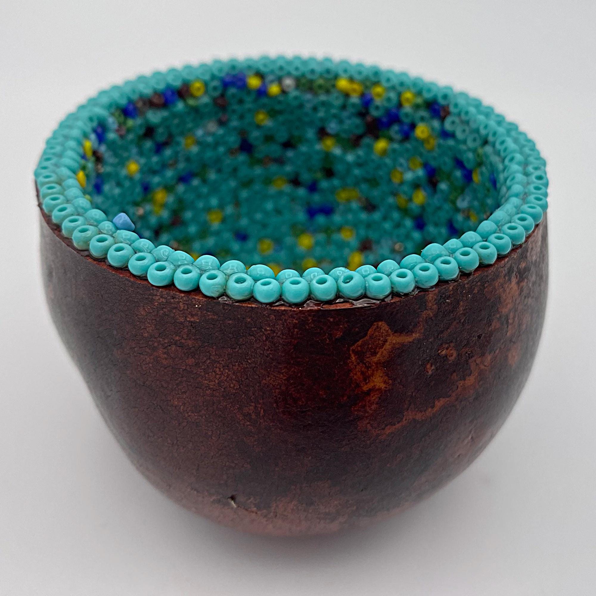 Small Gourd Vessel. Inside Completely Covered in Seed Beads Added One ...