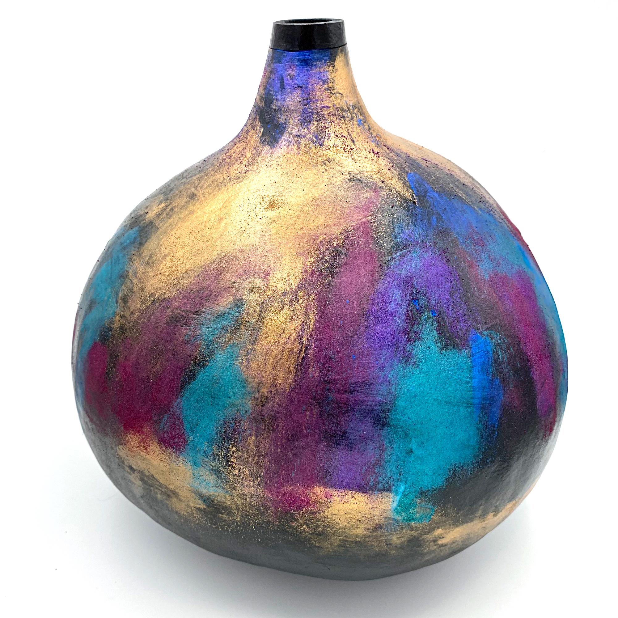 Gourd Vessel With Faux Raku Motif - Etsy