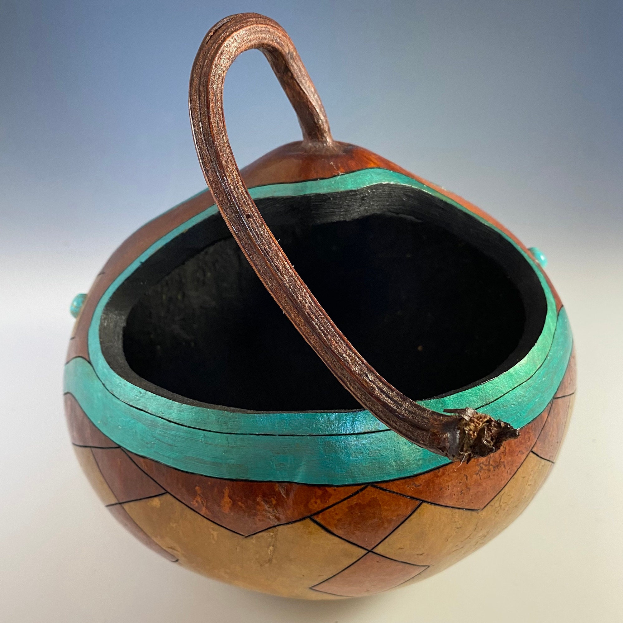 Gourd Art Vessel With Top of Gourd as Handle. Awesome Stem Still ...
