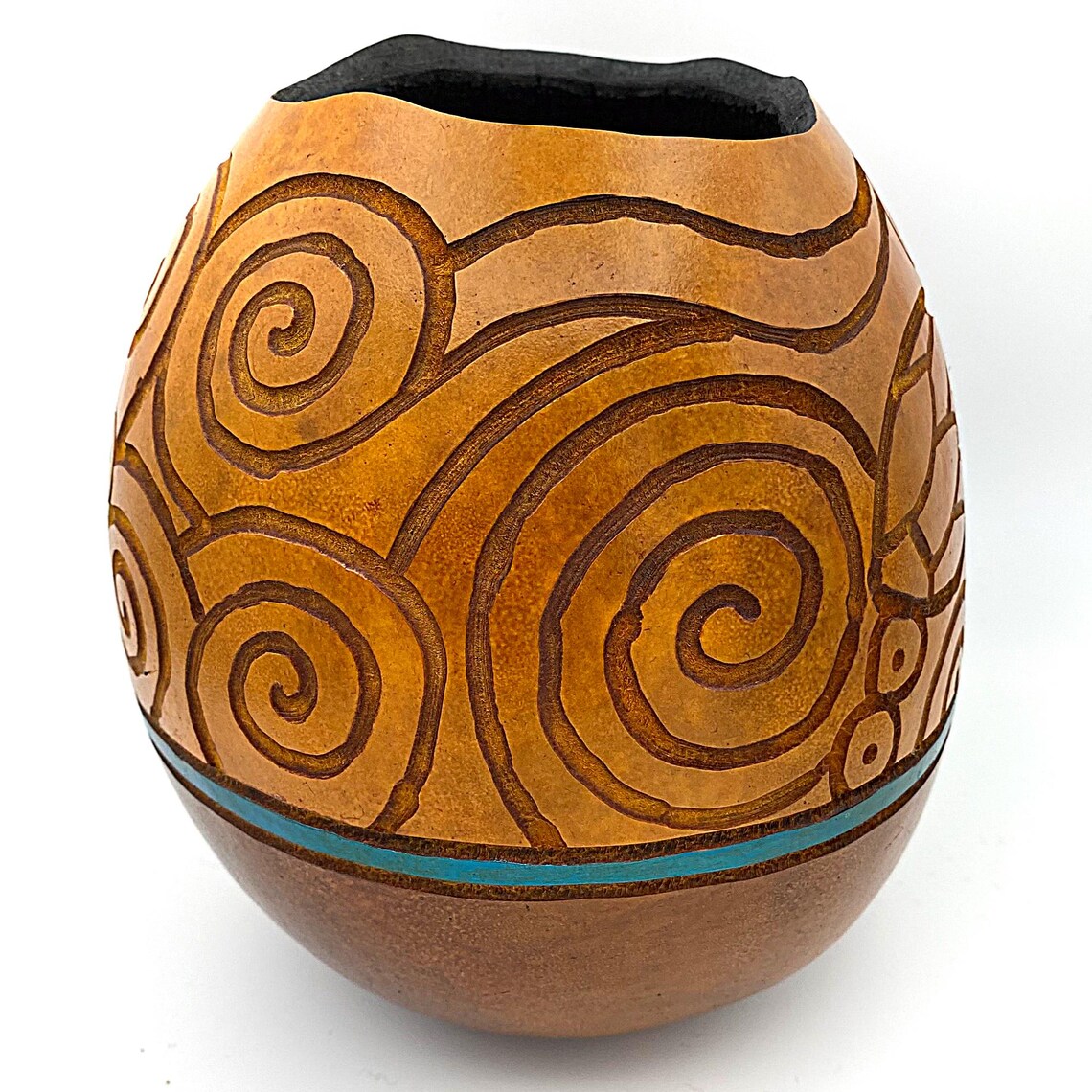 Gourd Vessel Carved and Dyed With Gourdmaster Metallic Dye. Flowing ...