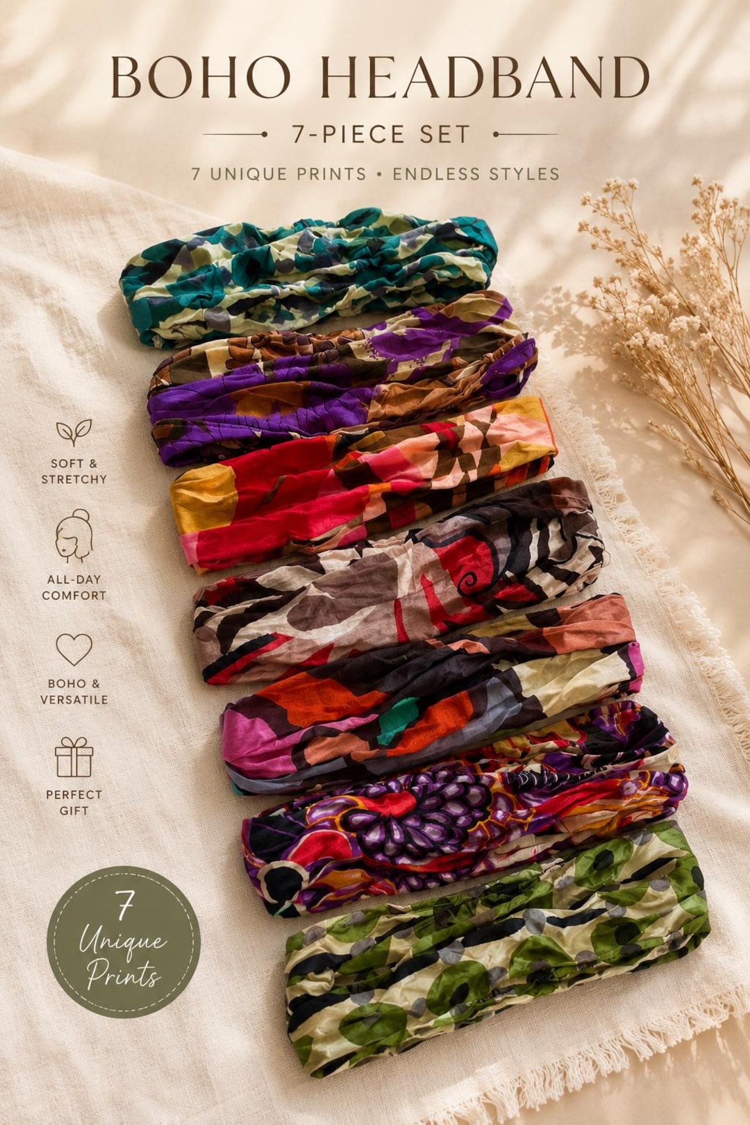 Boho Headband for Women, Wide Turban Headband, Bohemian Hair Accessory ...
