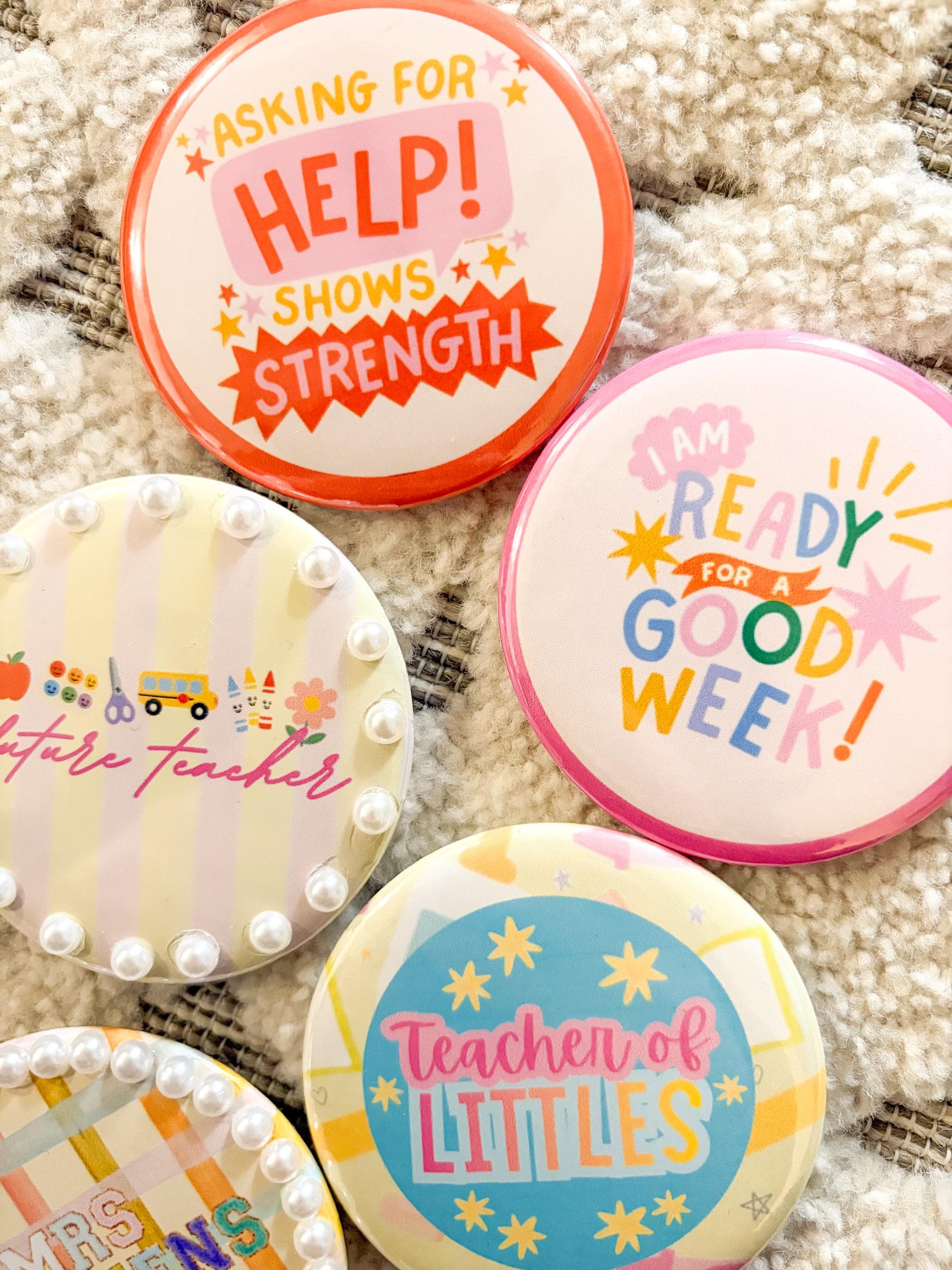 Pearl Teacher Buttons, Future Teacher, Customized Teacher Name, Teacher ...
