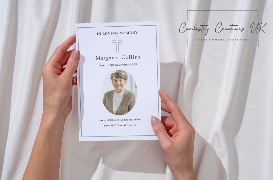 Simple Cross Funeral Order of Service | Printed & Personalised Memorial ...