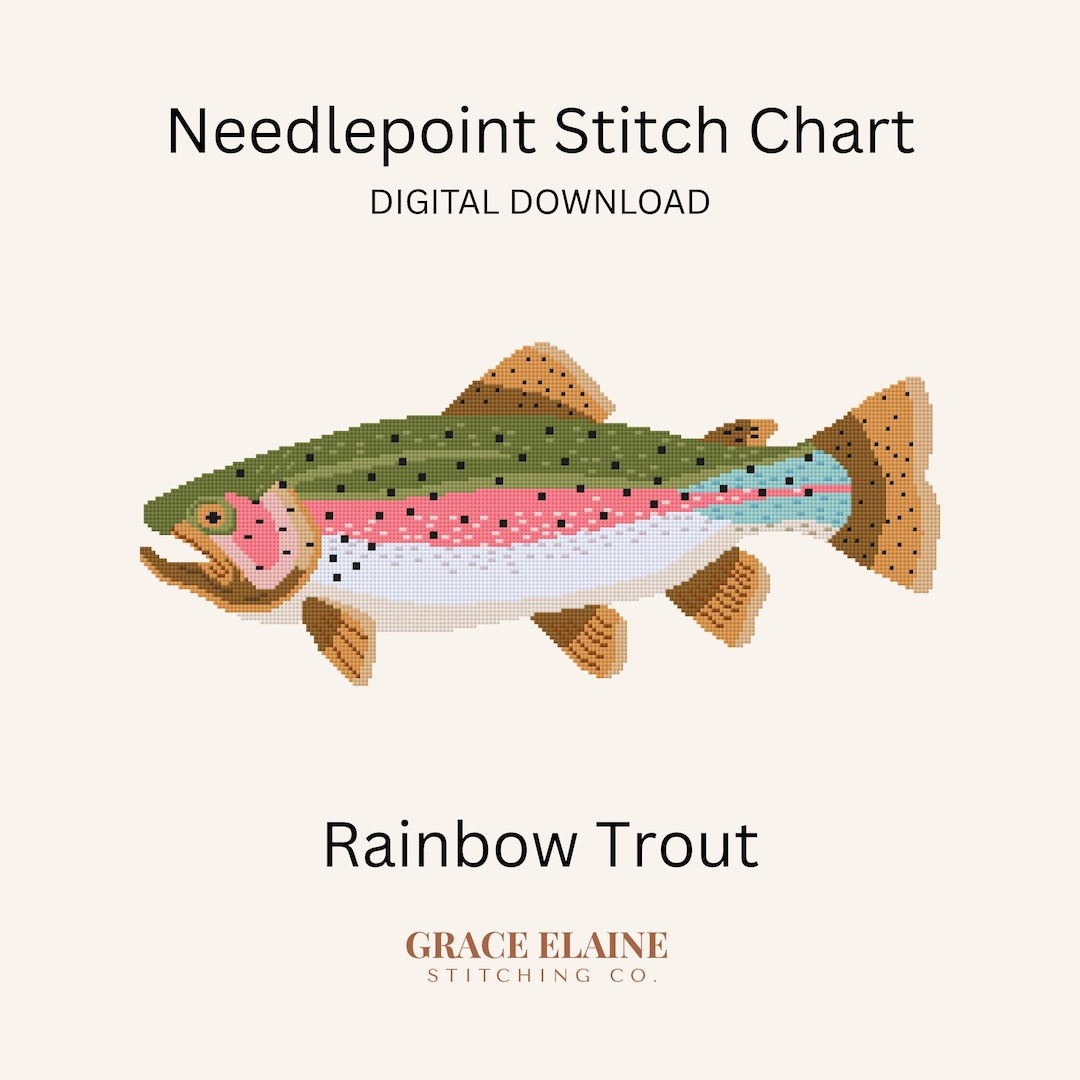 Rainbow Trout Cross Stitch Pattern: Fish Needlepoint Chart (digital ...