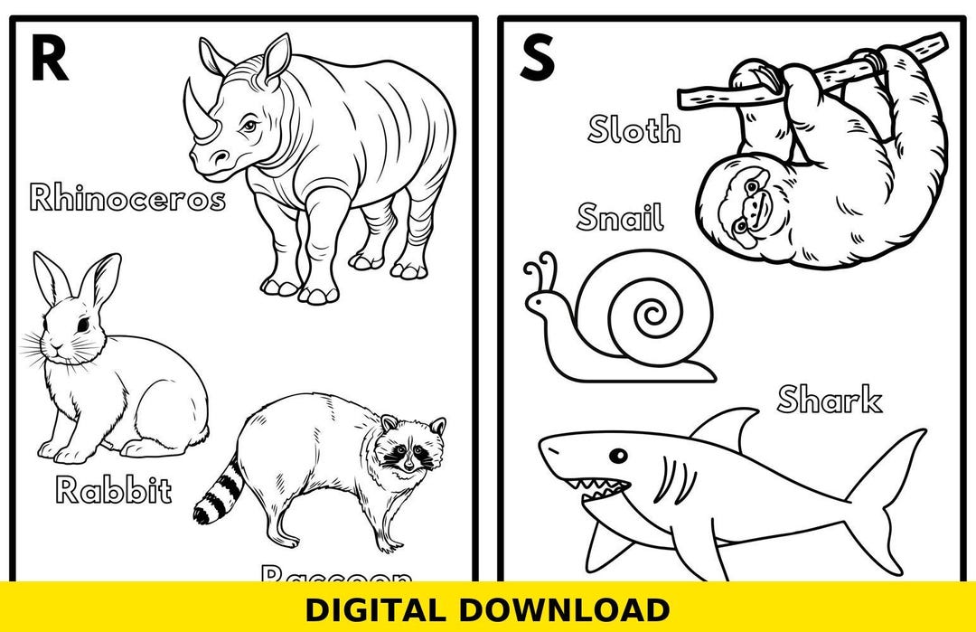 Animals of the Alphabet Coloring Book – ABC Animal Coloring Pages for ...