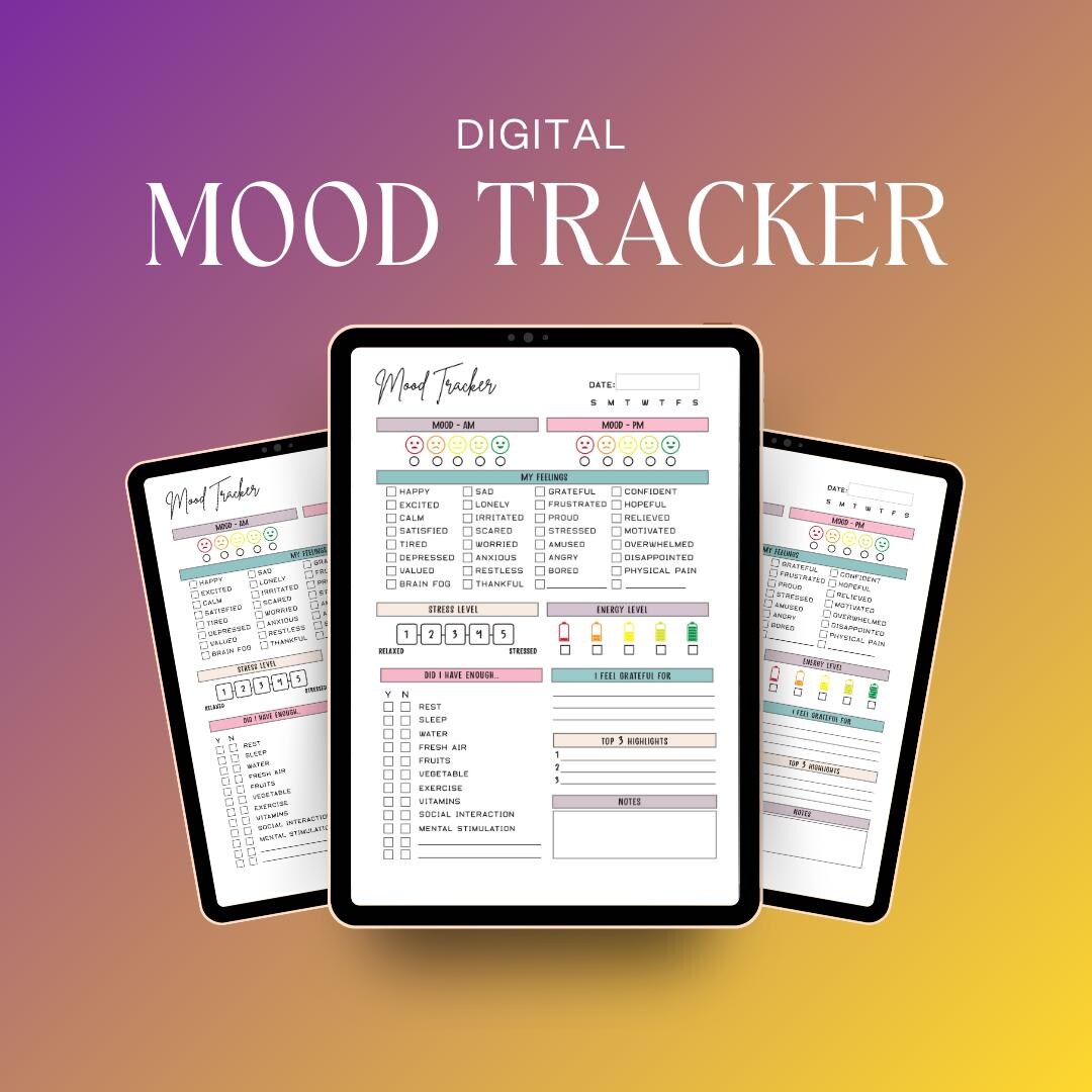 Daily Mood Tracker | Anxiety Tracker | Feelings and Emotions Chart ...