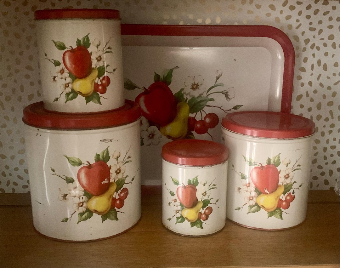 Decoware Metal Canister Tray Set of 5 Fruit Design - Etsy