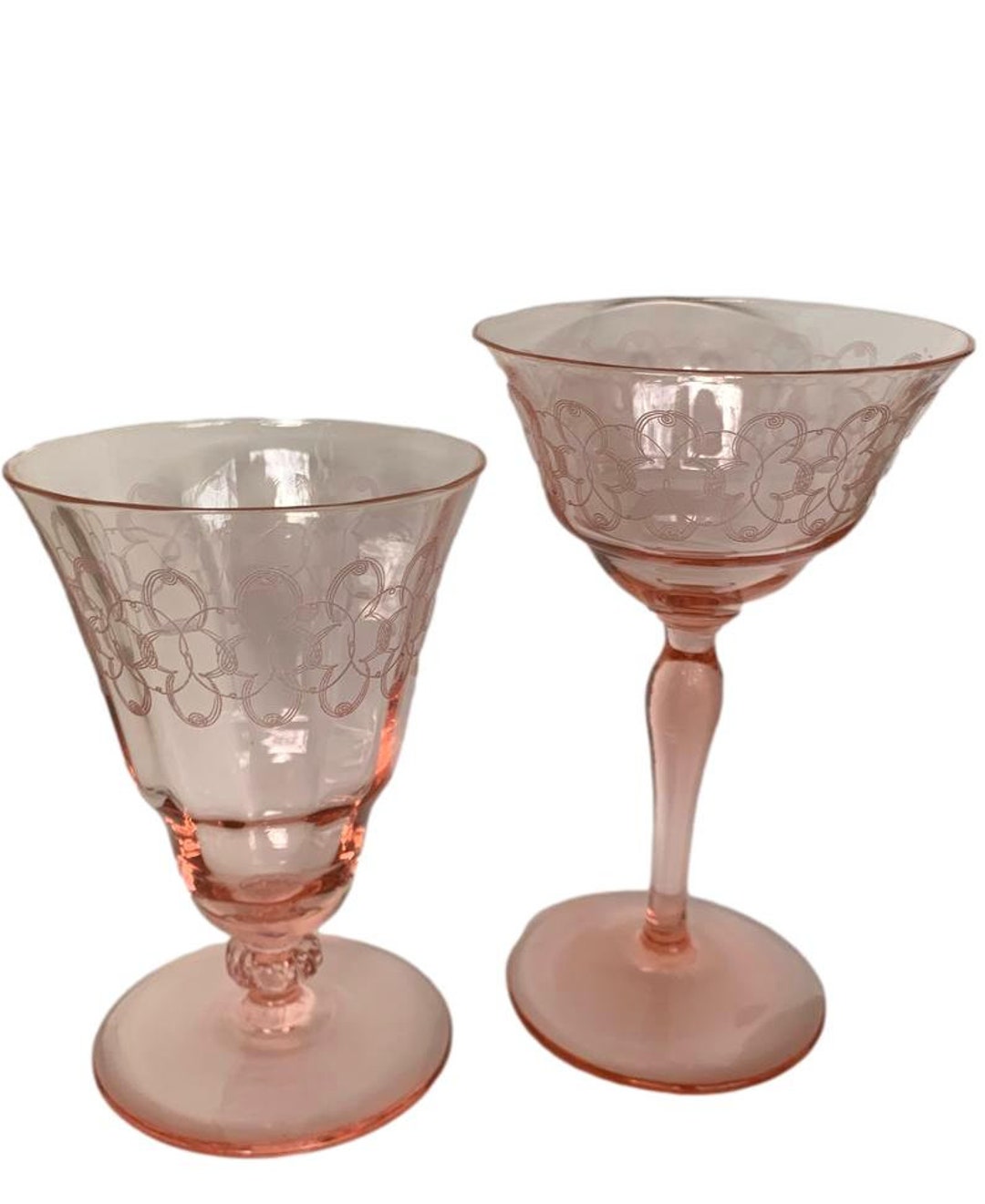 Bryce Pink Depression Glass Stemware - Etsy