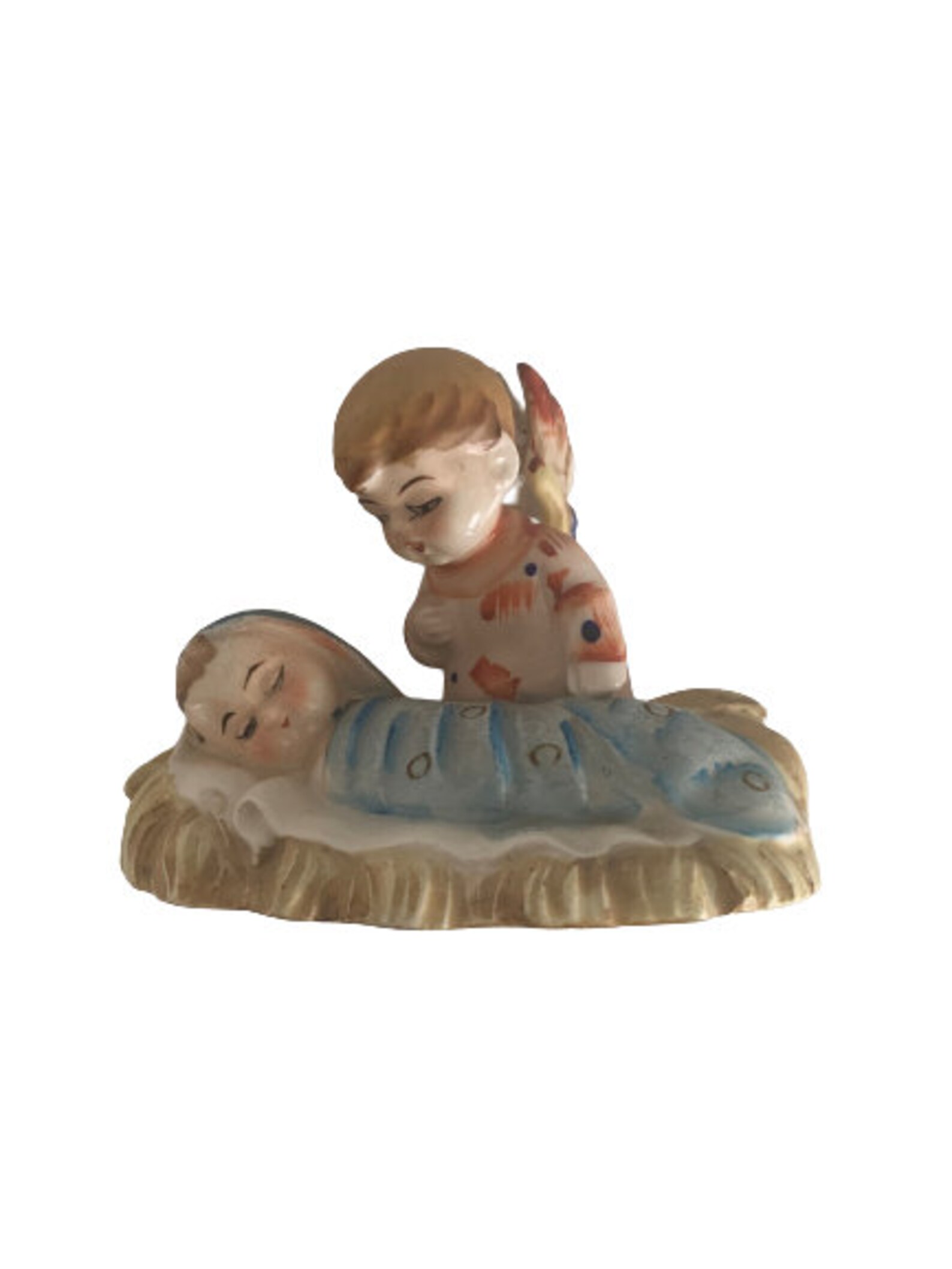 Porcelain Angel Looking Over Baby Statue // 1940s 1950s Made - Etsy