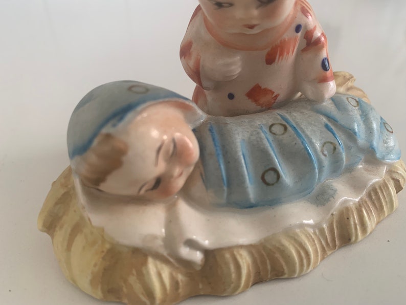 Porcelain Angel Looking Over Baby Statue // 1940s 1950s Made - Etsy