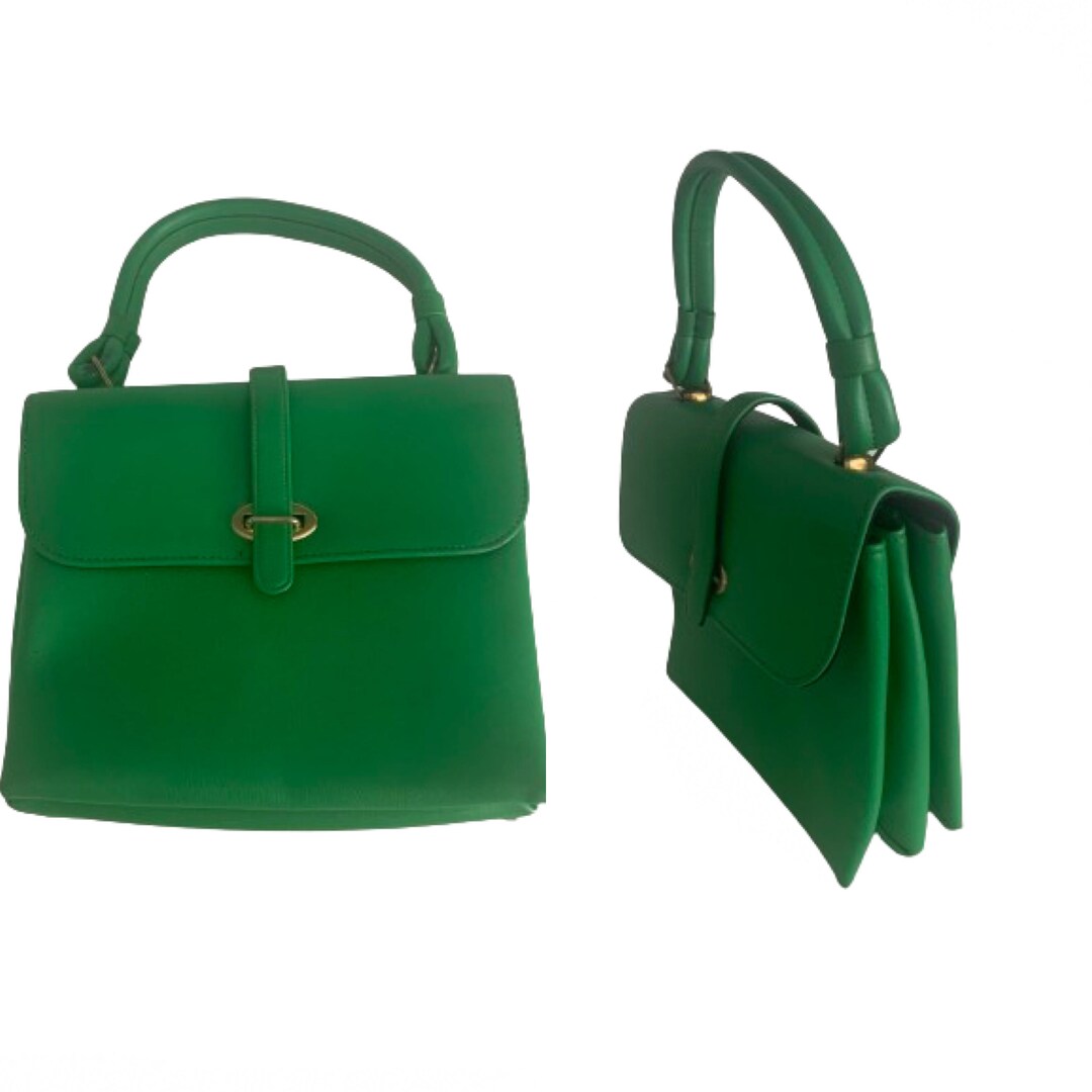 Kelly Green 1970s Gaymode Handbag Purse Top Handle Vintage Vegan Vinyl ...