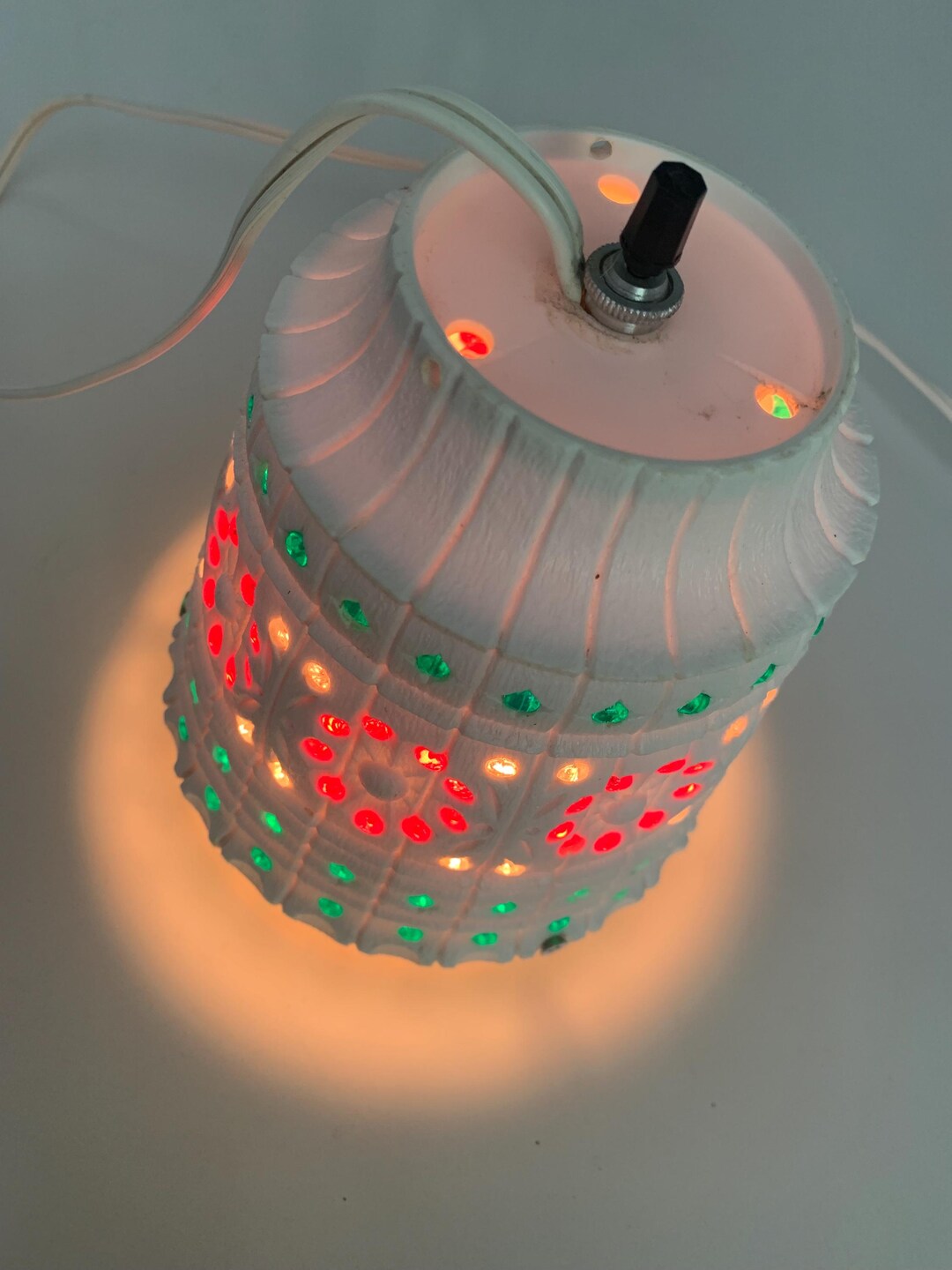 White Plastic Multicolored Lights Swag Lamp MCM Lawn Ware USA - Etsy