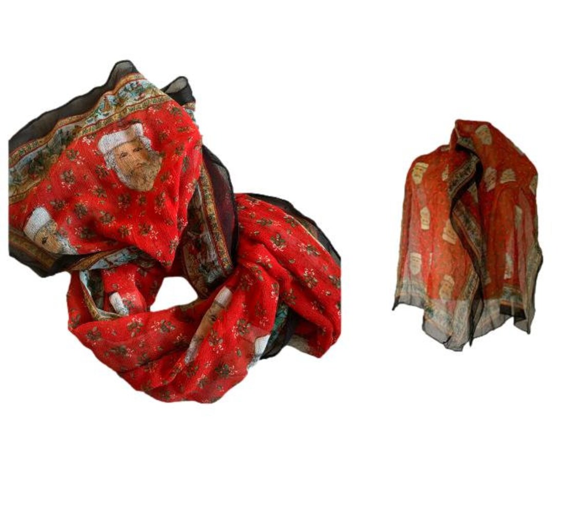Christmas Santa Rectangular Chiffon Scarf - Etsy