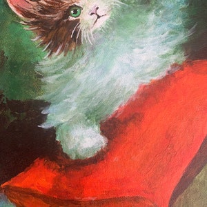 Kitten Cat With Yarn Ball Painting // Unframed Vintage Art - Etsy