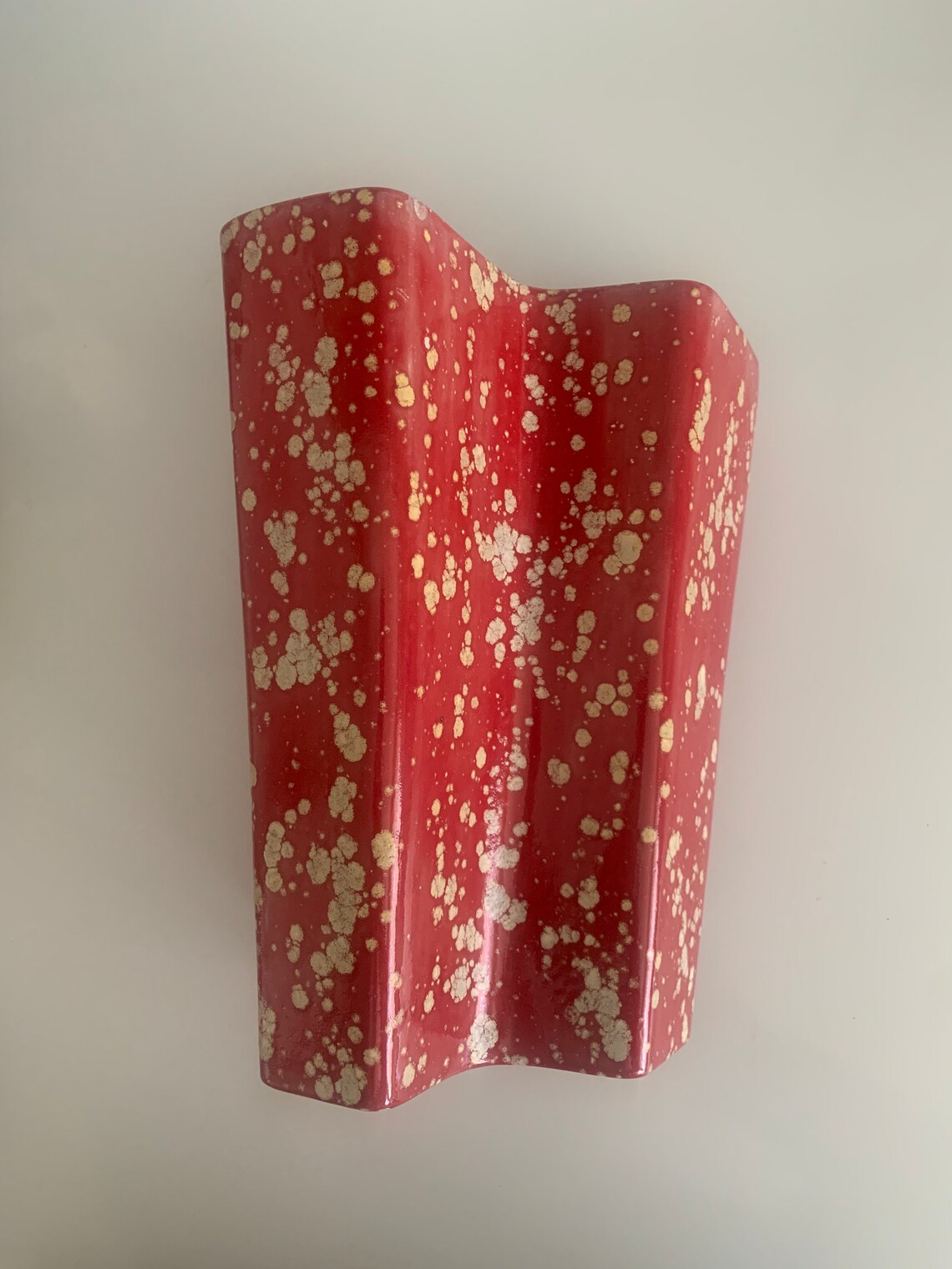1950s Red White Splatterware Vase // MCM Tall Drip Glaze Pottery - Etsy