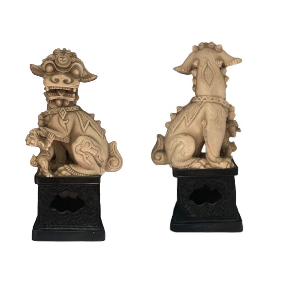 Vintage Italian Foo Dog Figurine // Chinese Temple Guardian Lion Statue ...