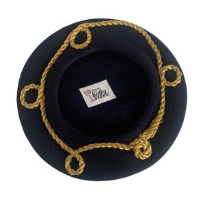 Navy Wool Gold Braid Beret Tam // Vintage Kathy Jeanne Hat - Etsy