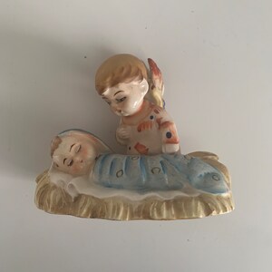 Porcelain Angel Looking Over Baby Statue // 1940s 1950s Made - Etsy
