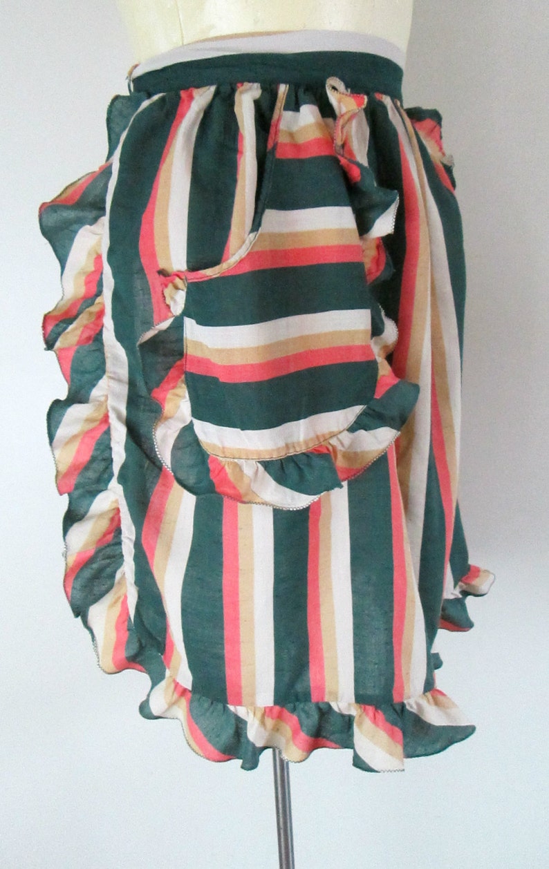 1940s Striped Ruffled Apron Vintage Cook Kitchen Home Hostess | Etsy 1940s Striped Ruffled Apron Vintage Cook Kitchen Home Hostess | Etsy