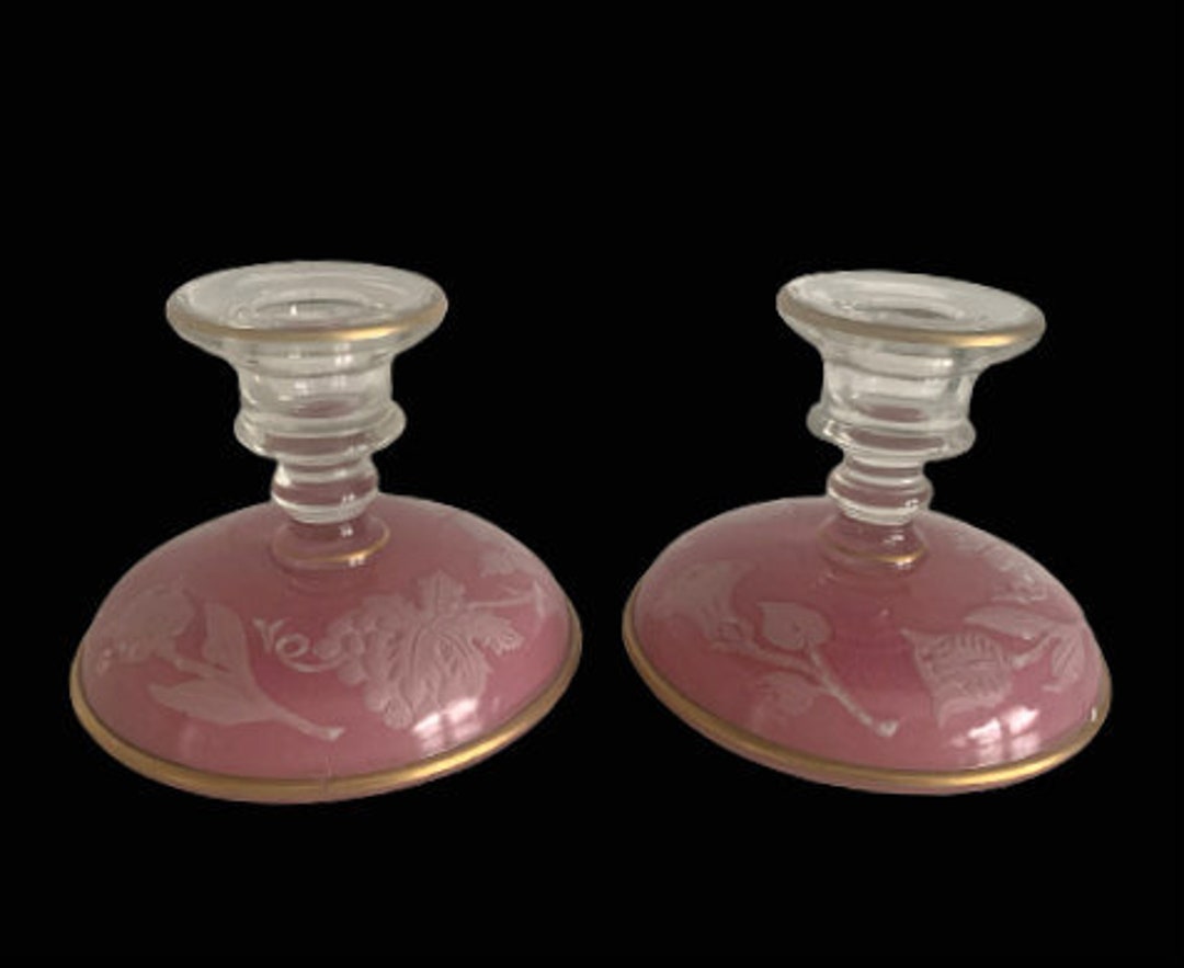 Mauve Gold Art Nouveau Intaglio Candlestick Set - Etsy
