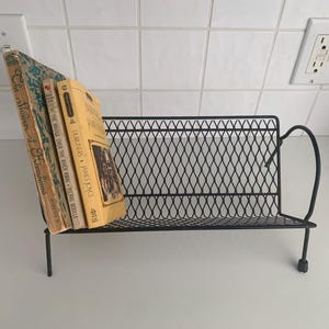 MCM Black Metal Wire Book Rack Shelf - Etsy
