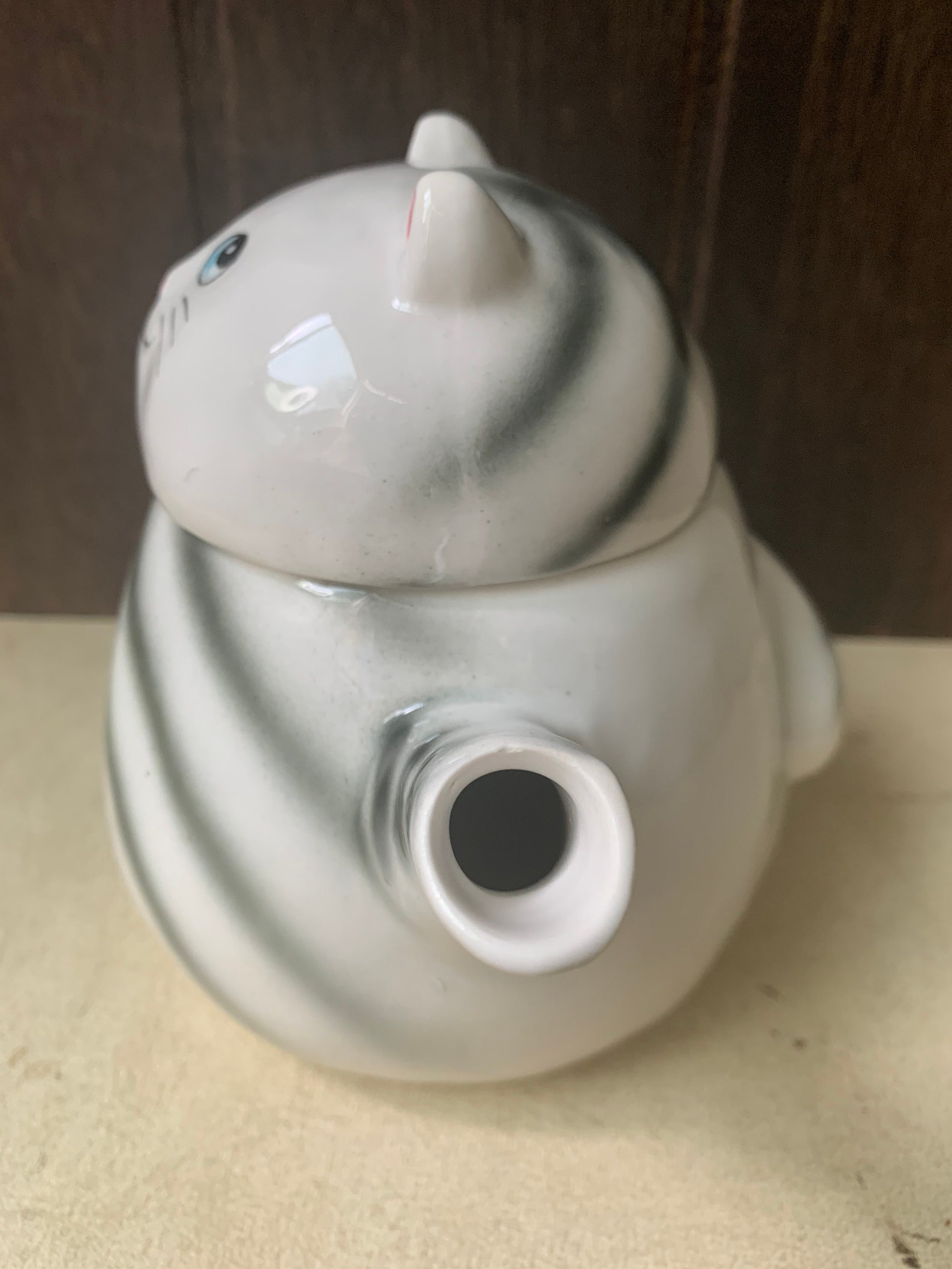 Lefton Striped Cat Teapot // Vintage Kitsch Kitten Porcelain | Etsy