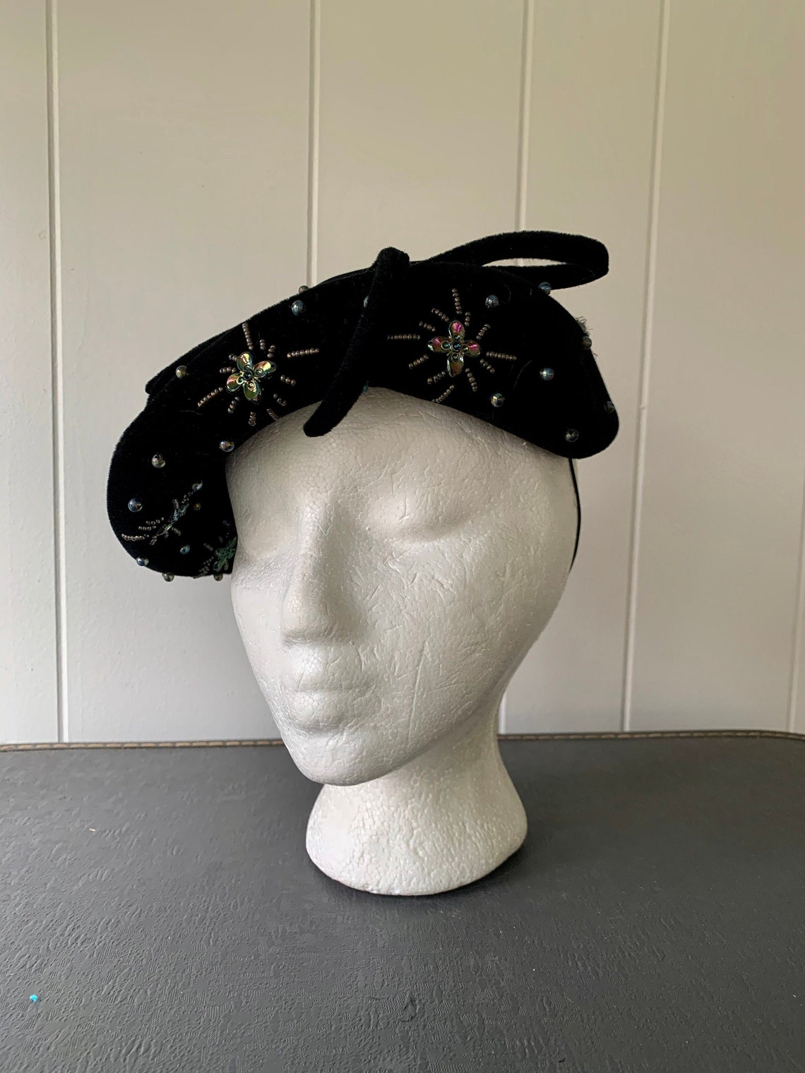 1940s La Rose Black Velvet Fascinator Hat - Etsy