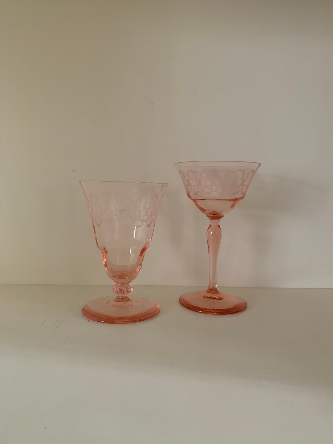 Bryce Pink Depression Glass Stemware - Etsy