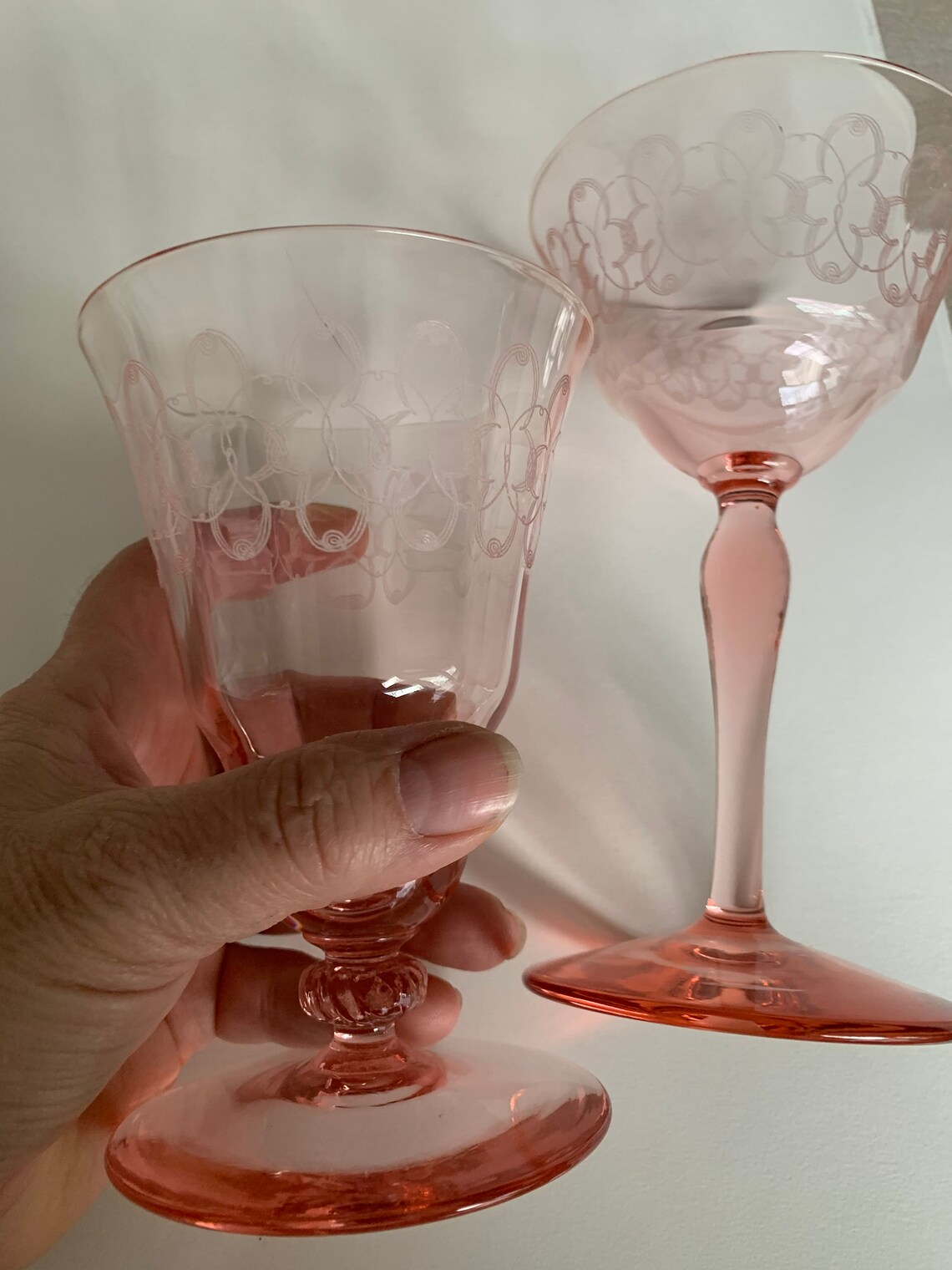 Bryce Pink Depression Glass Stemware - Etsy
